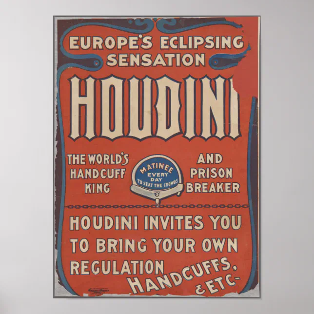 Exciting Houdini Poster | Zazzle
