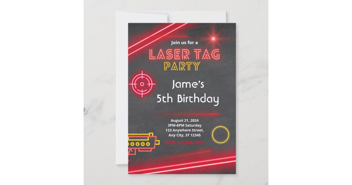 Exciting Laser Tag Party Birthday Invitation | Zazzle