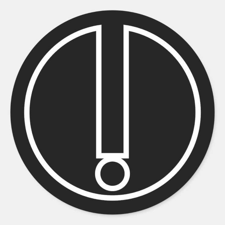 Exclamation mark Symbol in black circle Classic Round Sticker | Zazzle
