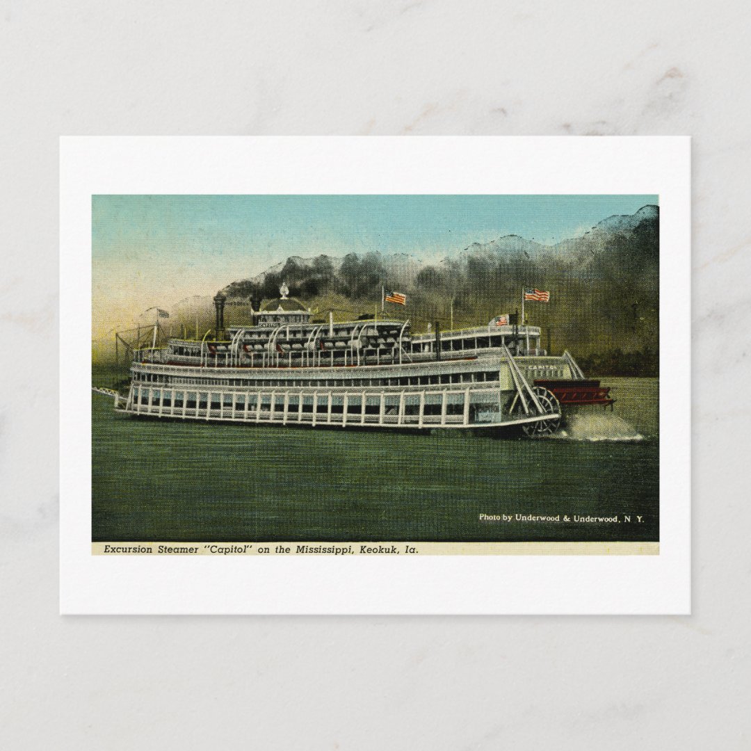 Excursion Steamer "Capitol" on the Mississippi Postcard | Zazzle