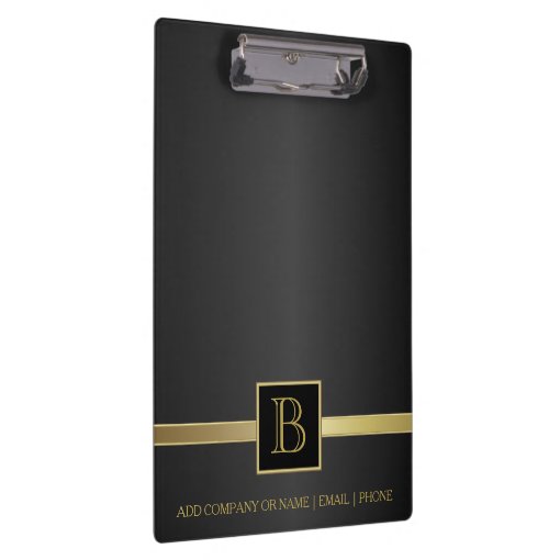 Executive Black & Gold Monogram Design Clipboard | Zazzle