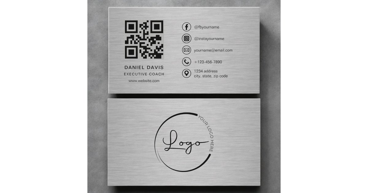 Executive Coach Metal QR Code Business Card | Zazzle