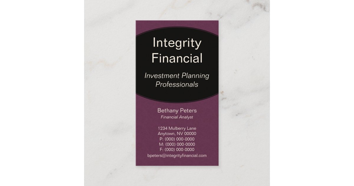 Executive Curves Business Card, Eggplant Card | Zazzle