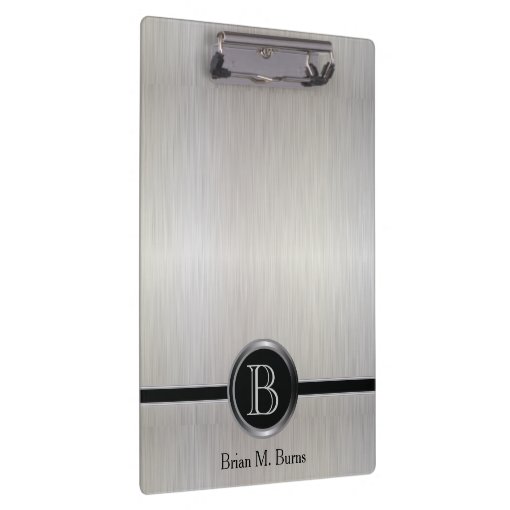 Executive Monogram Design - White Brush Steel Clipboard | Zazzle
