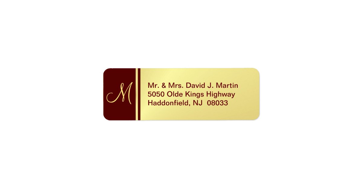 Executive Monogram Labels - Gold & Burgundy | Zazzle