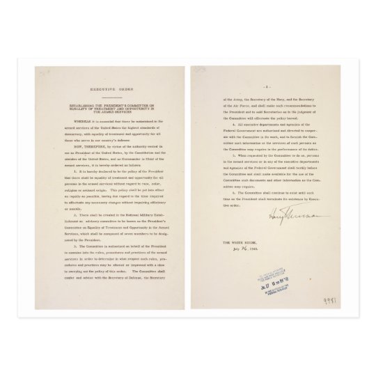 Executive Order 9981 Desegregation of Armed Forces Postcard | Zazzle.com