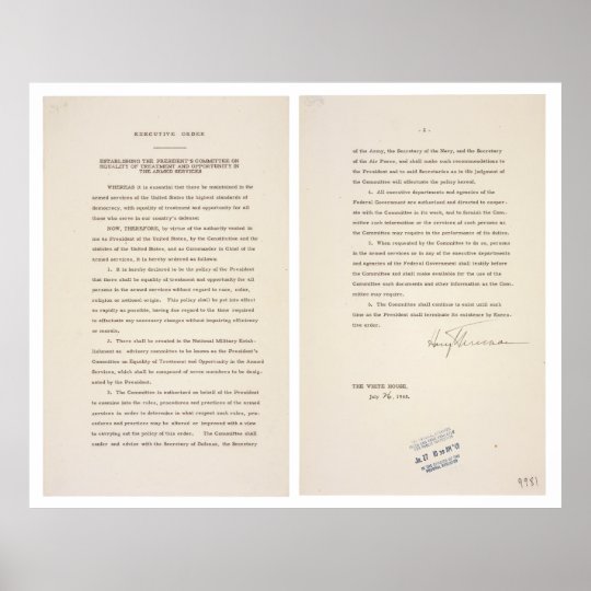 Executive Order 9981 Desegregation of Armed Forces Poster | Zazzle.com