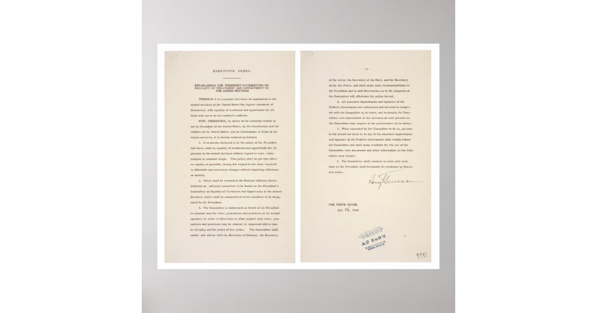 Executive Order 9981 Desegregation of Armed Forces Poster | Zazzle