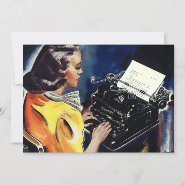 Executive Secretary Typing Letter Office Party Invitation | Zazzle