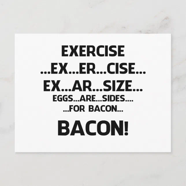 Exercise.BACON Postcard | Zazzle
