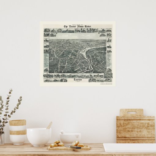 Exeter, NH Panoramic Map - 1896 Poster | Zazzle