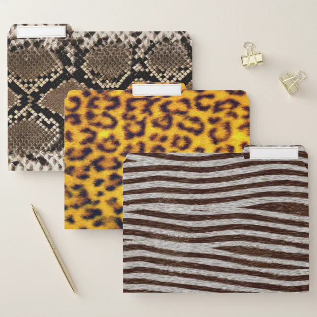 Exotic Animal Print Leopard Snake Zebra File Folder | Zazzle