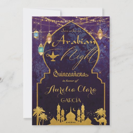 Exotic Arabian Night Lanterns Aladdin Quinceañera Invitation | Zazzle