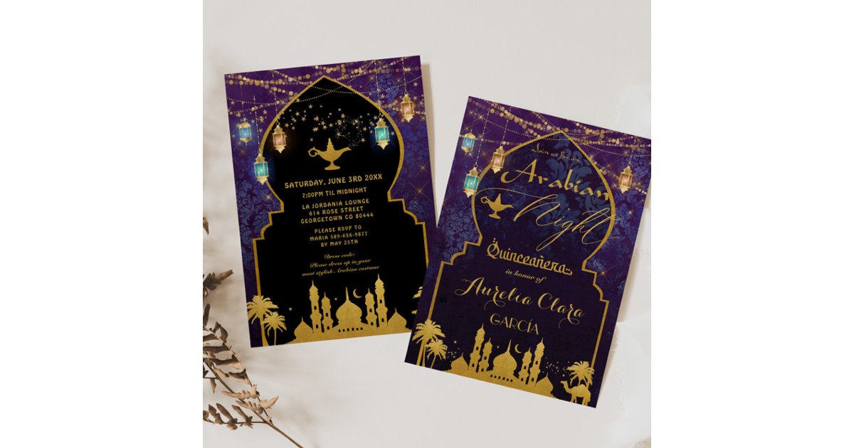 Exotic Arabian Night Lanterns Aladdin Quinceañera Invitation | Zazzle