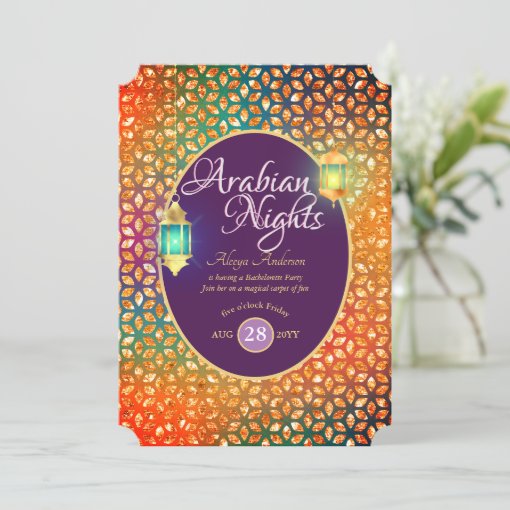 Exotic Arabian Nights Party String Lights Lanterns Invitation | Zazzle