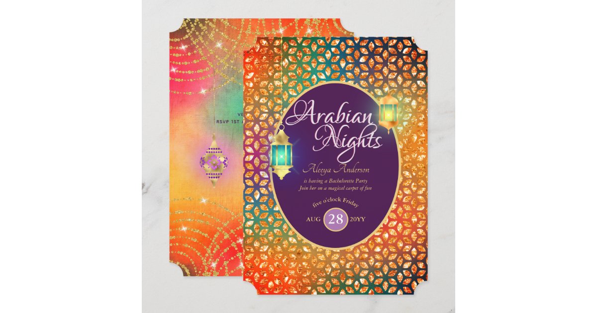Exotic Arabian Nights Party String Lights Lanterns Invitation | Zazzle