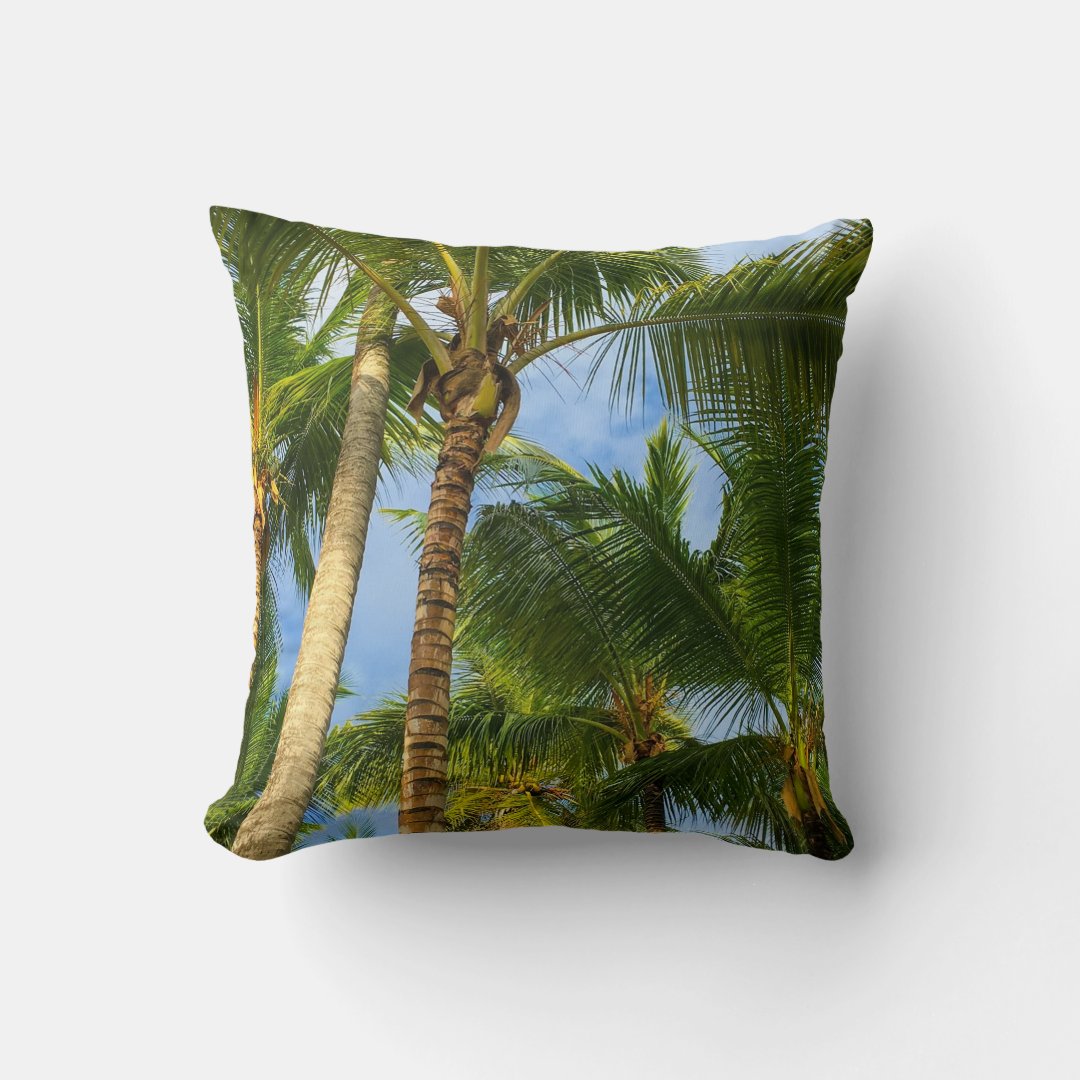 Exotic Beach Palm Trees Throw Pillow | Zazzle