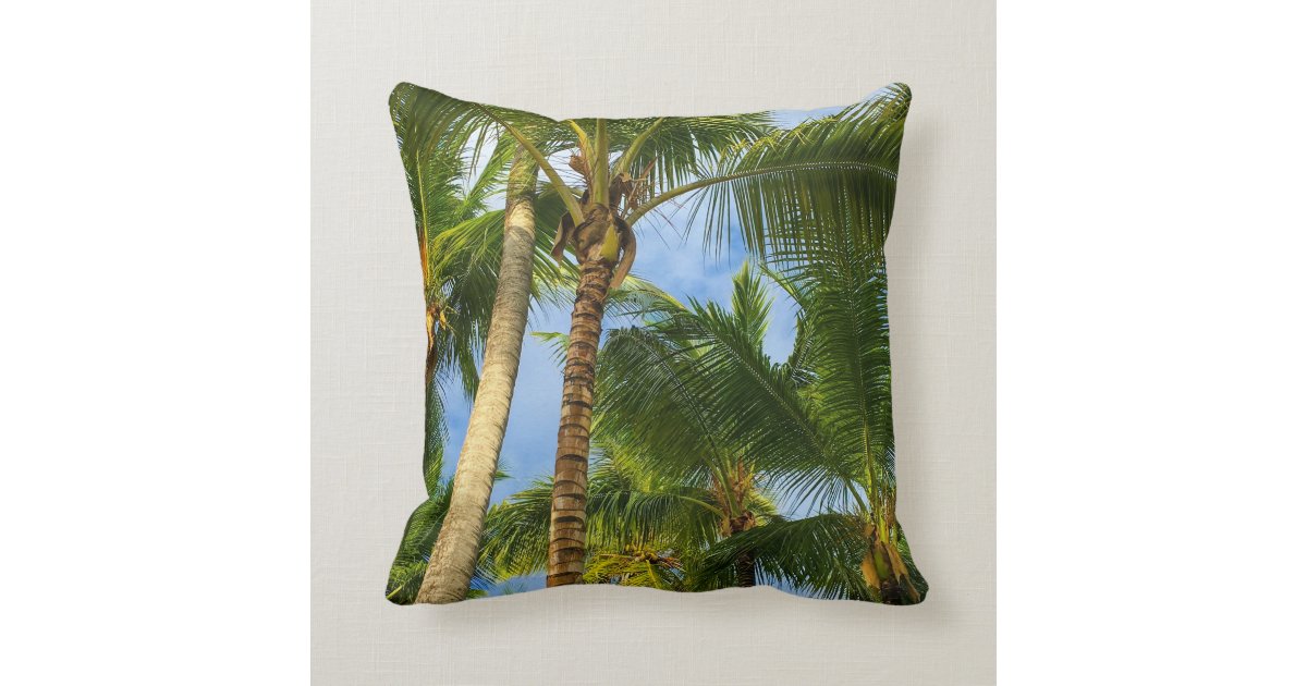 Exotic Beach Palm Trees Throw Pillow | Zazzle.com