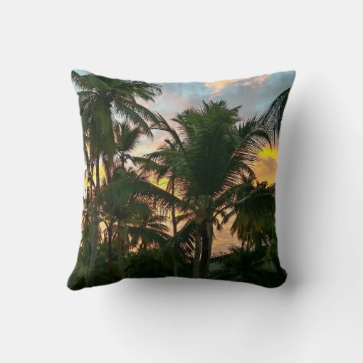Exotic Beach Palm Trees Throw Pillow | Zazzle