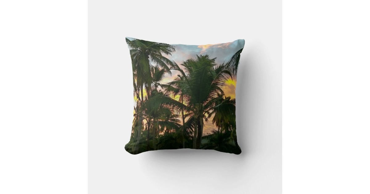 Exotic Beach Palm Trees Throw Pillow | Zazzle