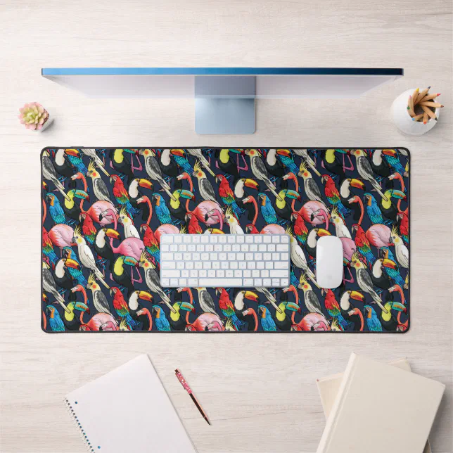Exotic birds desk mat | Zazzle