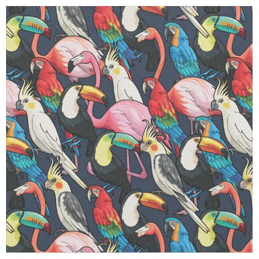 Exotic birds fabric | Zazzle.com