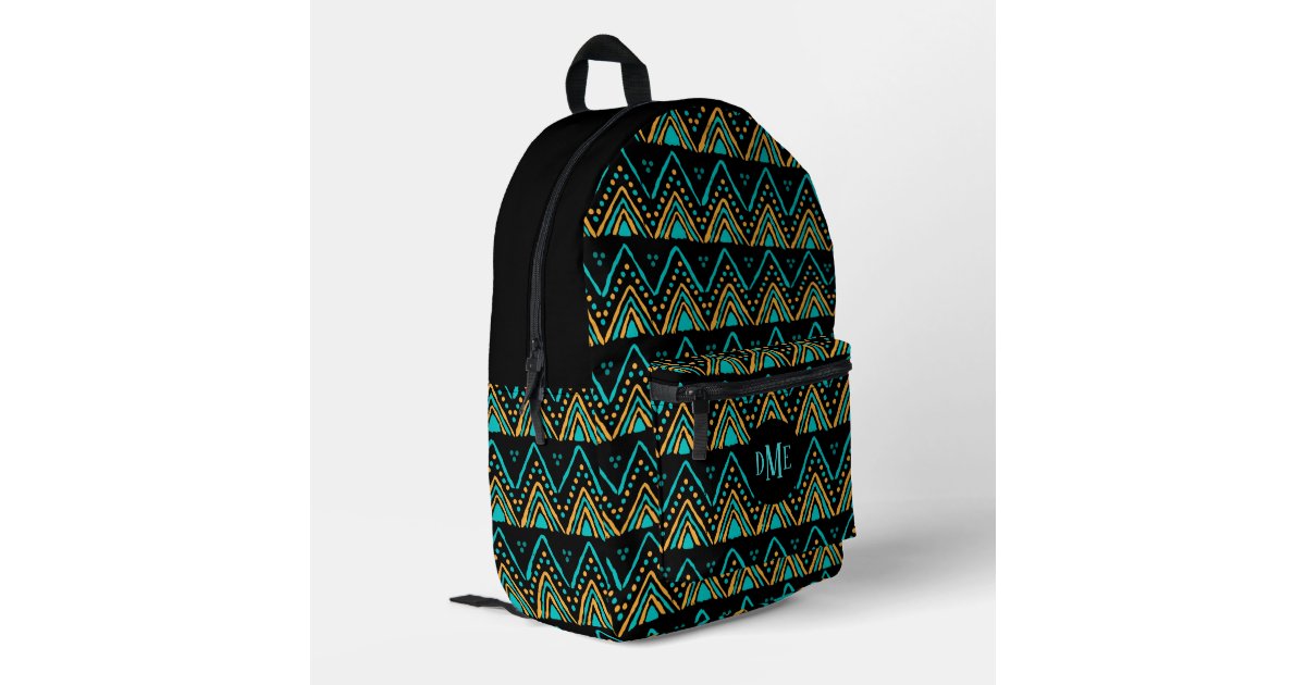 Exotic Boho Tribal Mountain Symbol Monogram Printed Backpack | Zazzle
