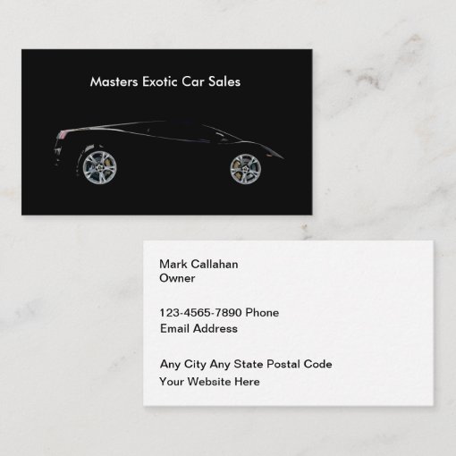 Exotic Car Sales Showroom Business Card | Zazzle