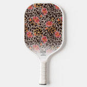 Exotic Cheetah Hibiscus Floral Pattern Custom Text Pickleball Paddle ...