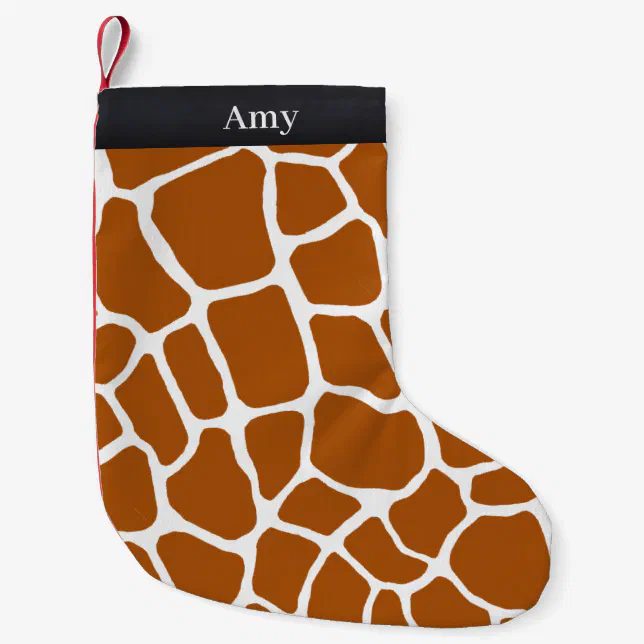 Exotic Giraffe Spots Personalized Animal Print Small Christmas Stocking ...