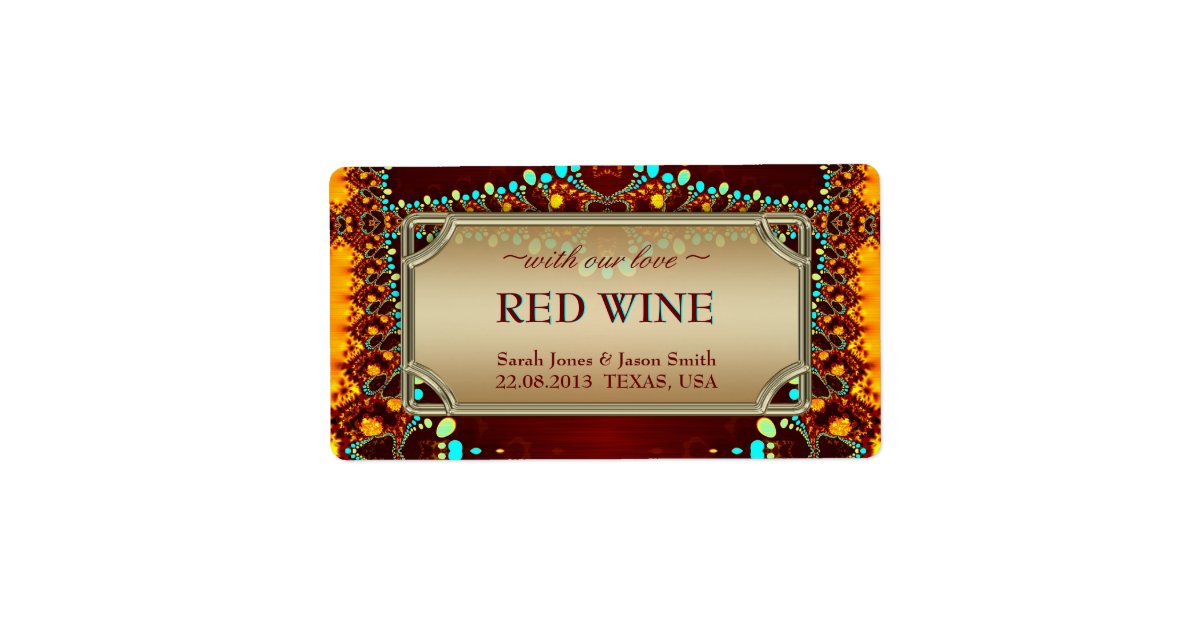 Exotic Indian Bohemian Wedding Wine Labels | Zazzle