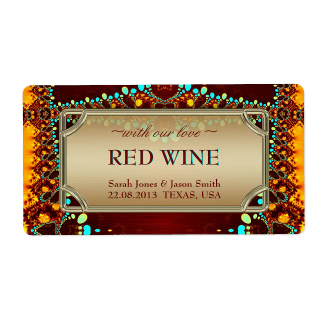 Exotic Indian Bohemian Wedding Wine Labels | Zazzle