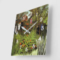 Exotic Landscape by Henri Rousseau Square Wall Clock | Zazzle