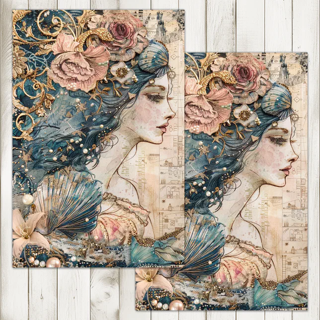 EXOTIC MERMAID DECOUPAGE TISSUE PAPER | Zazzle
