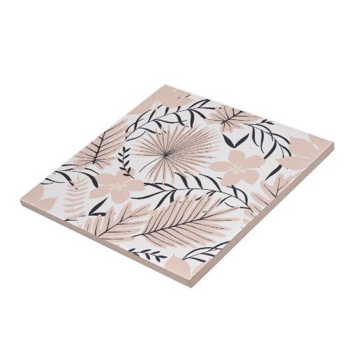 Exotic Pink Floral Foliage Seamless Pattern Ceramic Tile | Zazzle