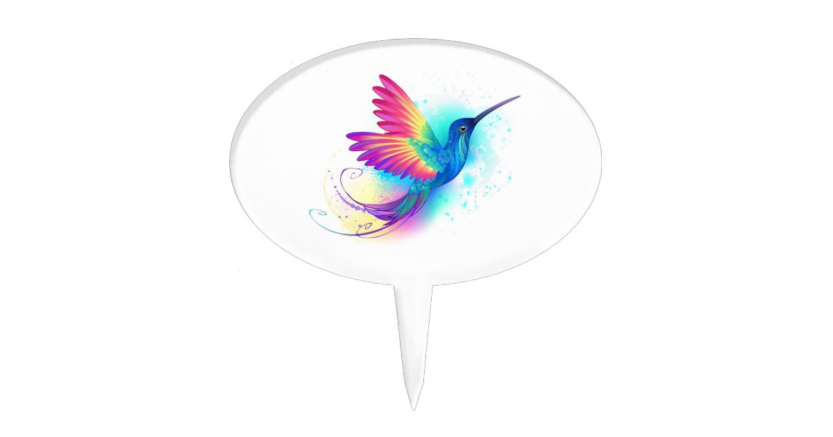 Exotic Rainbow Hummingbird Cake Topper | Zazzle