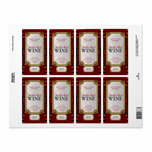 Exotic Red Black Lace Custom Wine Bottle Labels | Zazzle