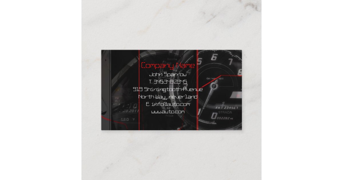 Exotic speedometer panel fragment business card | Zazzle
