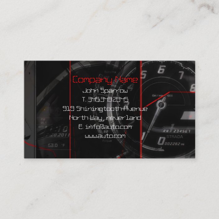 Exotic speedometer panel fragment business card | Zazzle.com