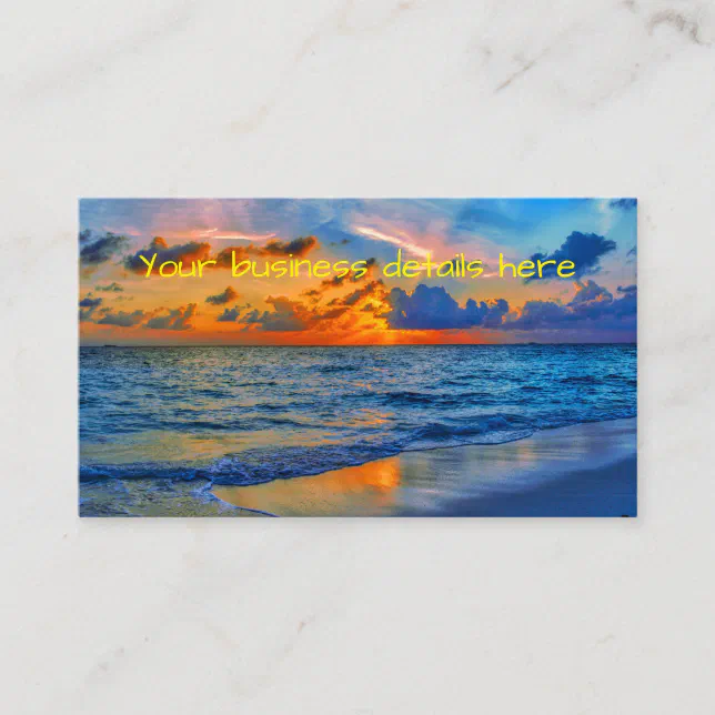 Exotic Sunset Beach Sea Business Card | Zazzle