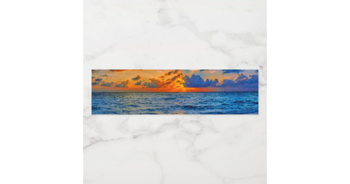 Exotic Sunset Beach Sea Water Bottle Label | Zazzle