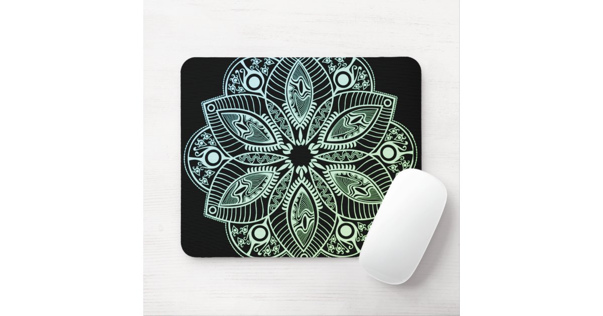 Exotic Tribal Green Gradient Mandala Mouse Pad | Zazzle