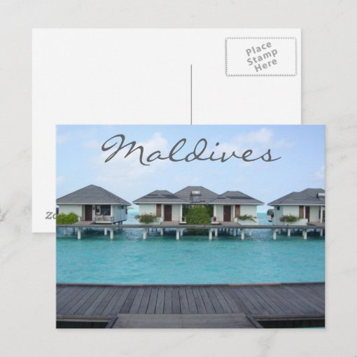 Exotic Tropical Island Maldives Beach Bungalow Postcard | Zazzle