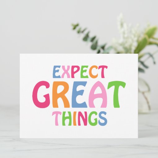 Expect Great Things Inspirational Typography Quote Thank You Card | Zazzle