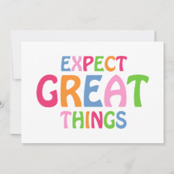 Expect Great Things Inspirational Typography Quote Thank You Card | Zazzle