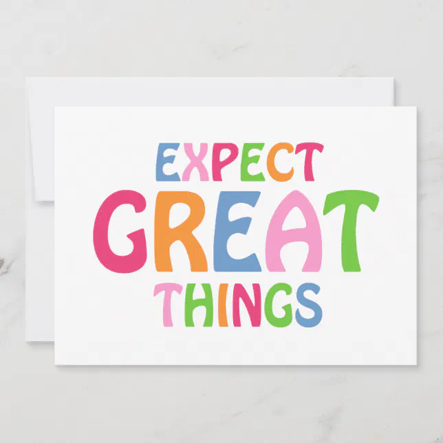 Expect Great Things Inspirational Typography Quote Thank You Card | Zazzle