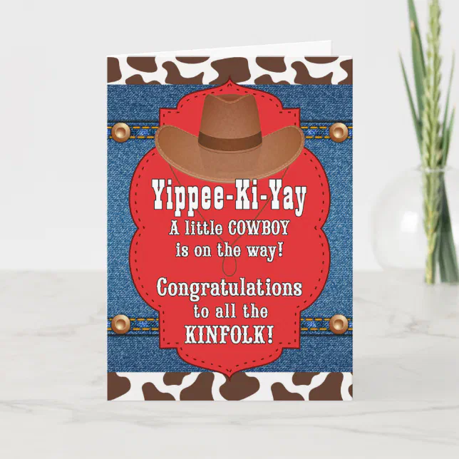 Expecting a Boy Western Cowboy Congratulations Card | Zazzle
