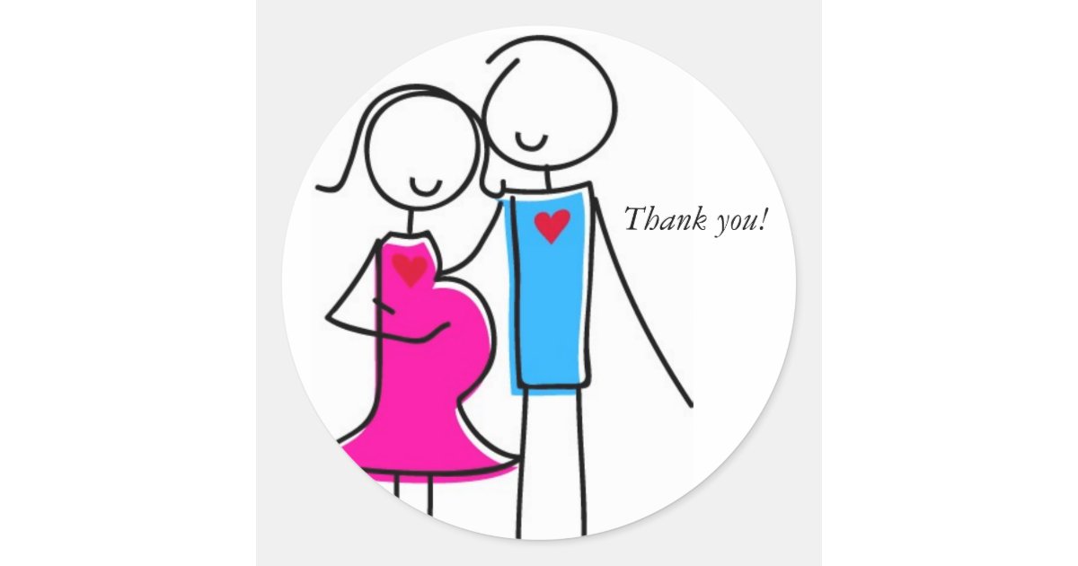 Expecting Couple Stickers, It's a Girl Classic Round Sticker | Zazzle