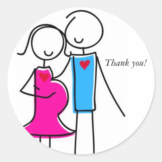 Expecting Couple Stickers, It's a Girl Classic Round Sticker | Zazzle