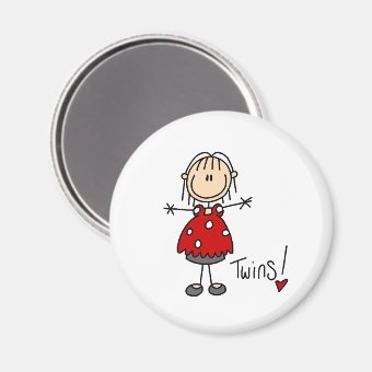 Expecting Twins Stick Figure Magnet | Zazzle